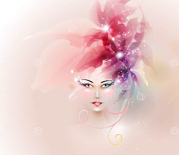 Design Elements with Woman Face Stock Vector - Illustration of portrait ...