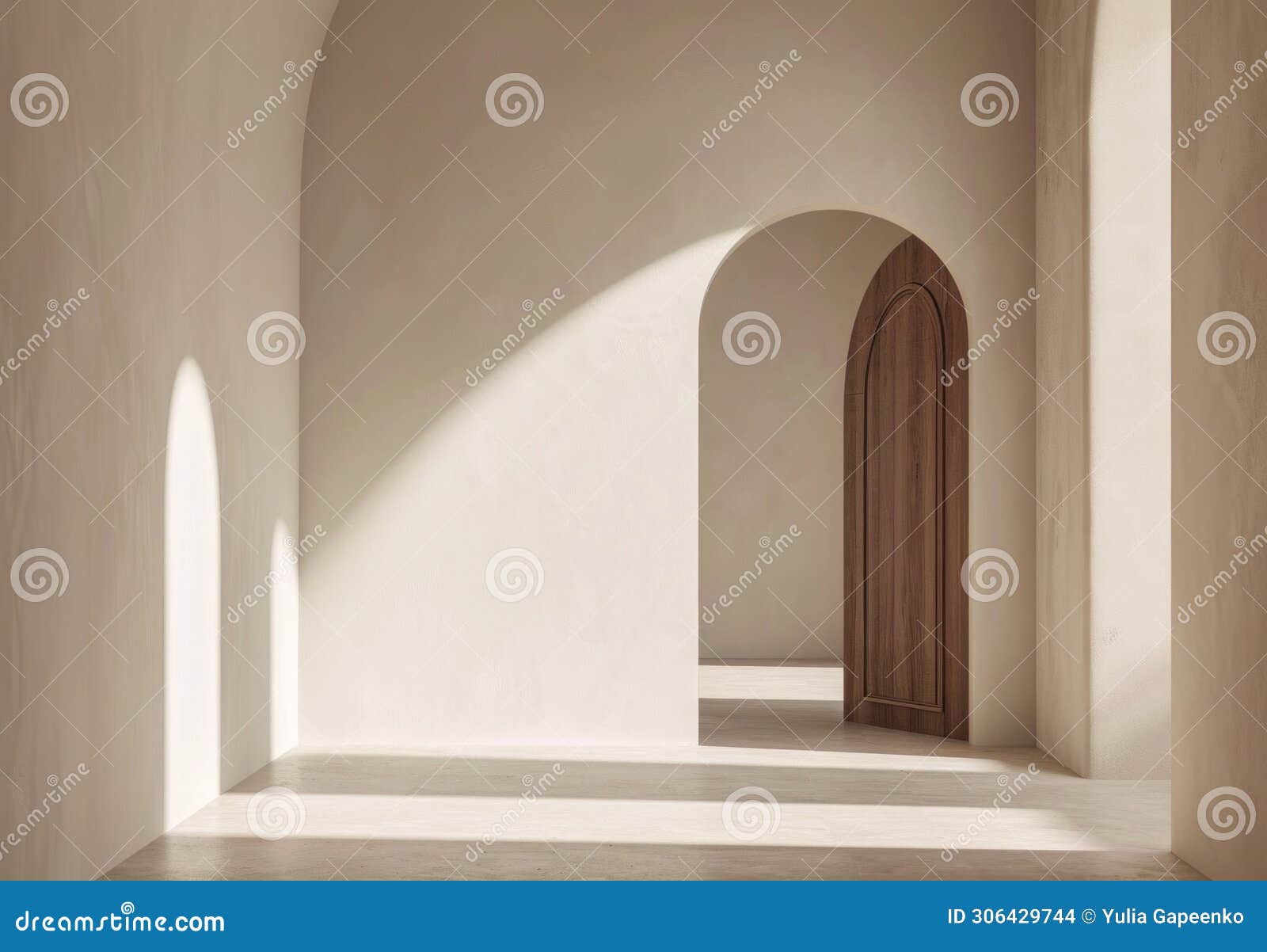 Design of an Empty Hallway with Wall Void and Light Wooden Door Stock ...