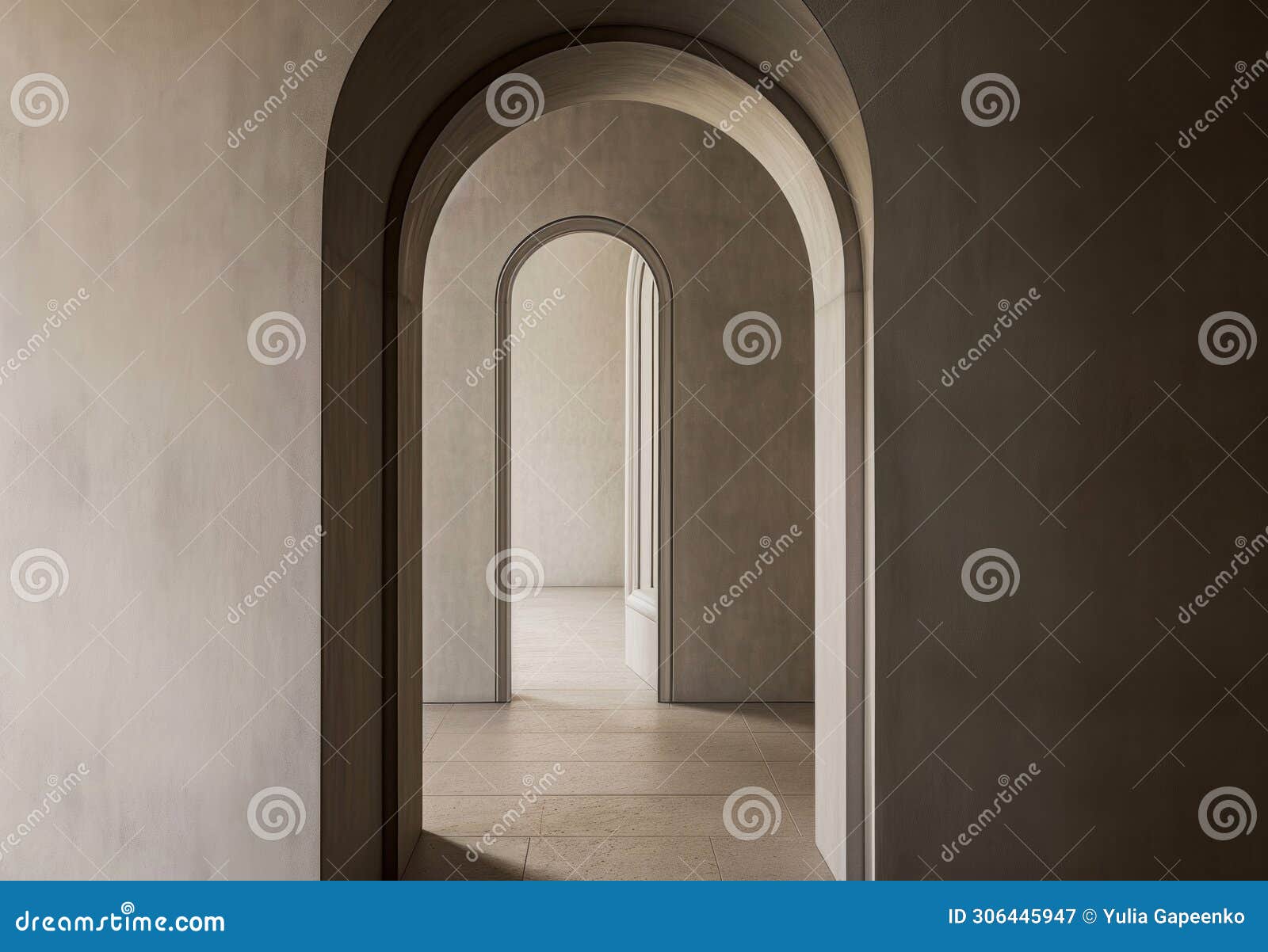 Design of an Empty Hallway with Wall Void and Light Wooden Door Stock ...