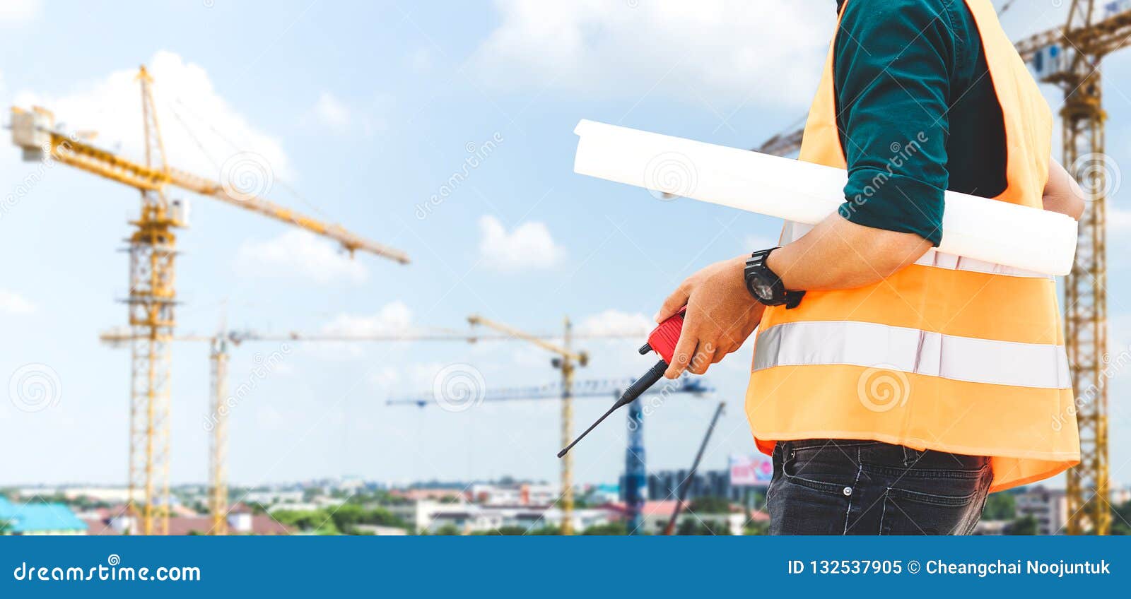 Engineer is Checking the Building Site Stock Image - Image of work ...