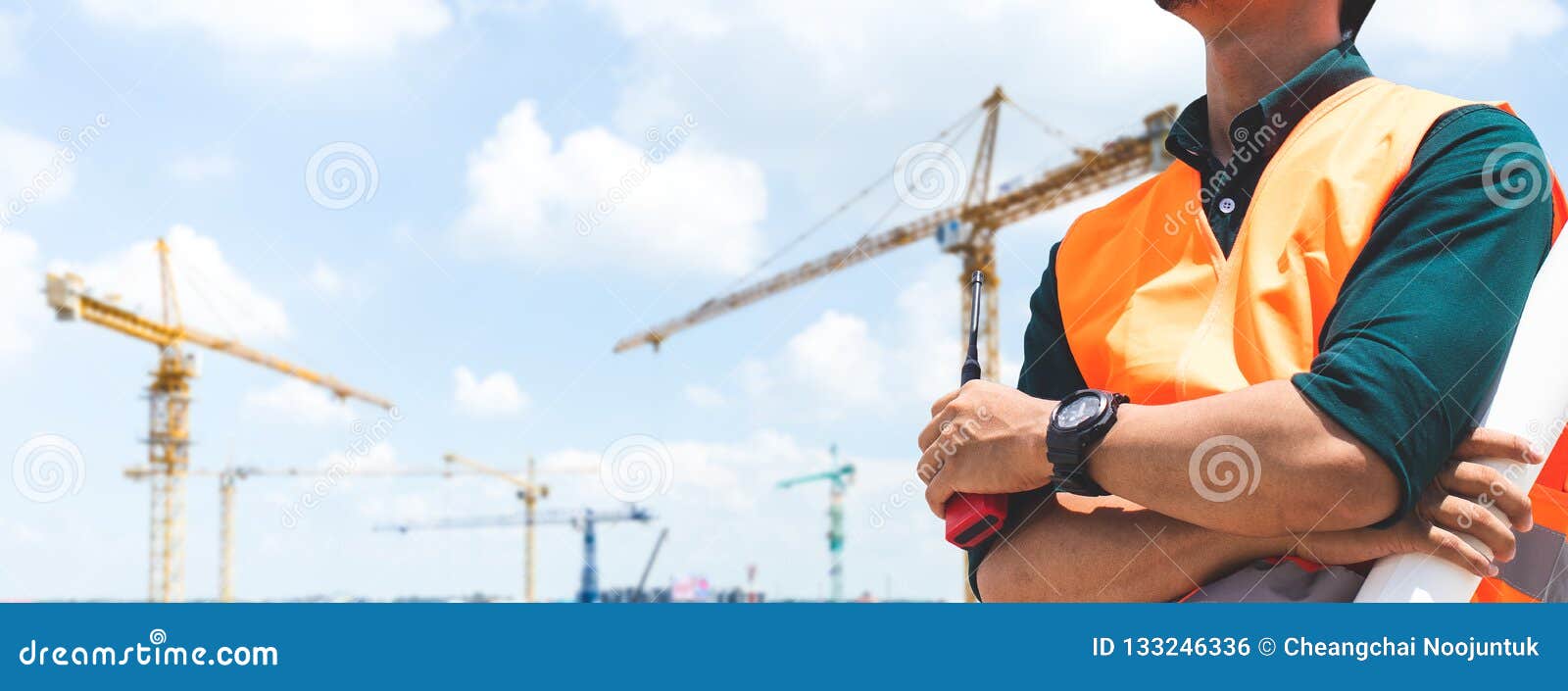 Design Engineer is Checking the Building Site Stock Photo - Image of ...