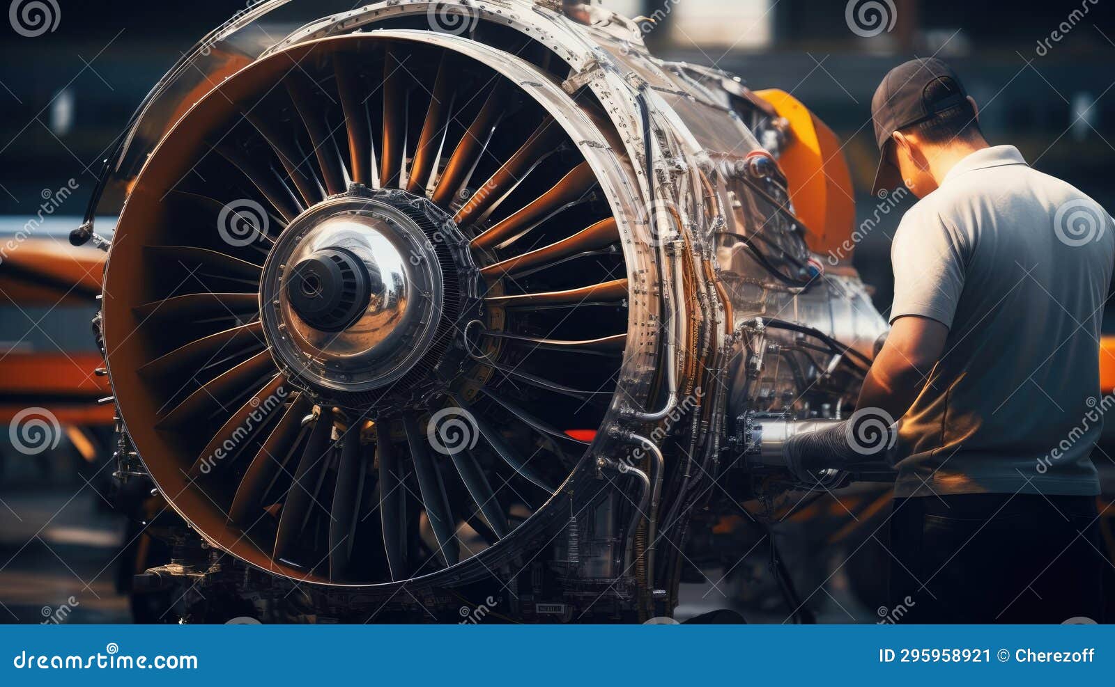 A Design Engineer Creates an Engine for an Airplane Stock Image - Image ...