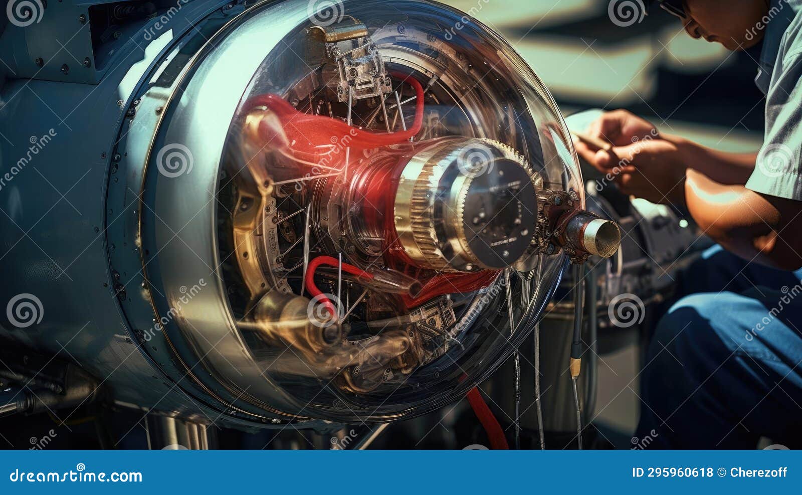 A Design Engineer Creates an Engine for an Airplane Stock Photo - Image ...