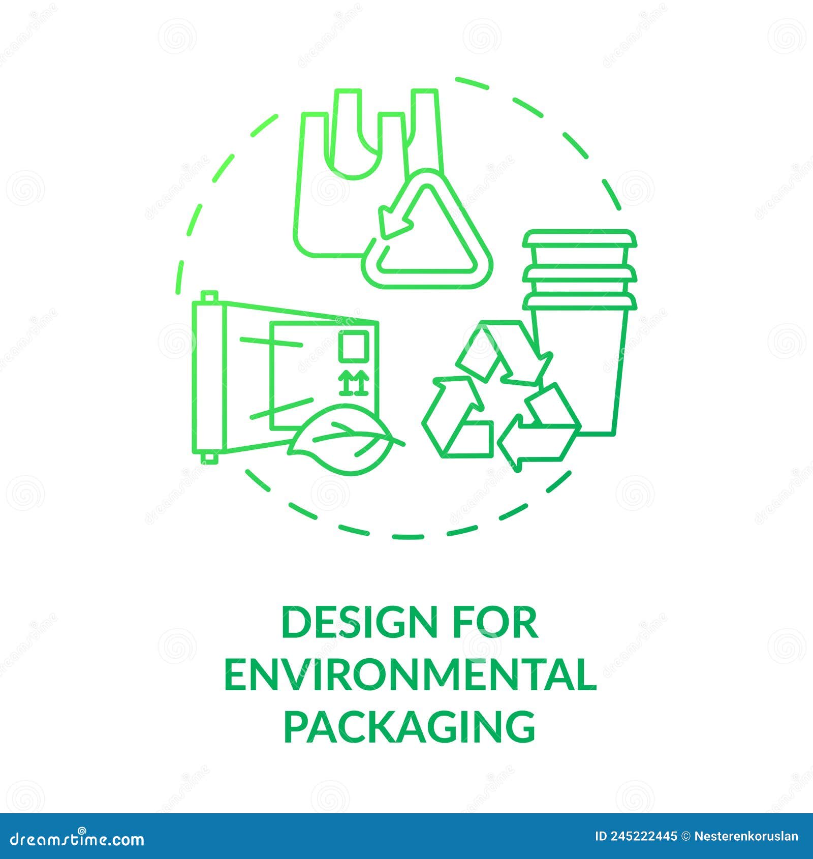 Design for Environmental Packaging Green Gradient Concept Icon Stock ...