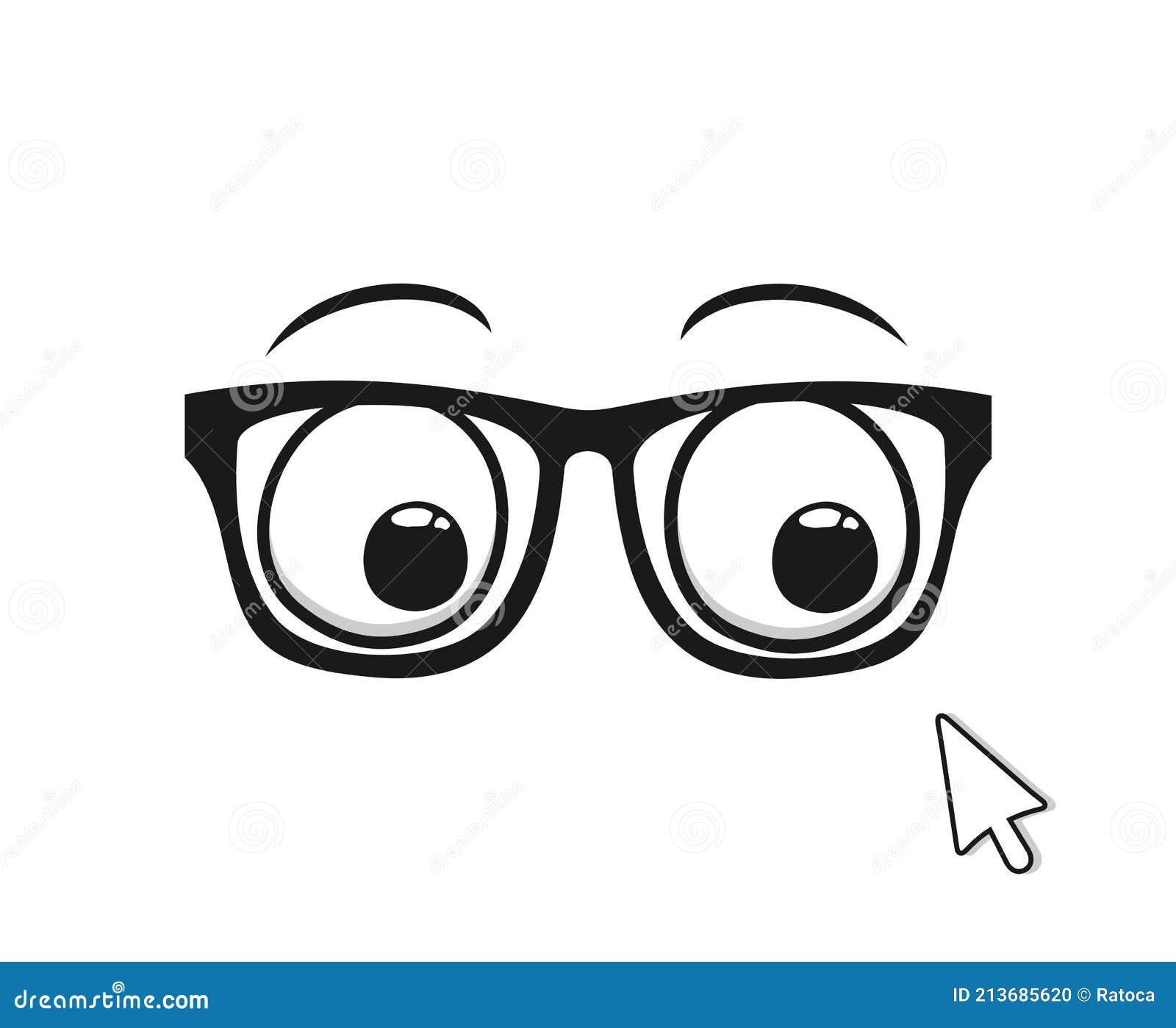 Design of Eyes with Glasses Looking a Arrow Stock Vector - Illustration ...