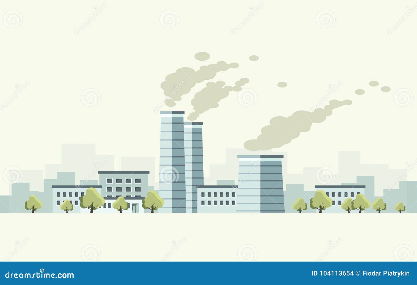 Design of Factory with Trees Flat Style Stock Vector - Illustration of ...