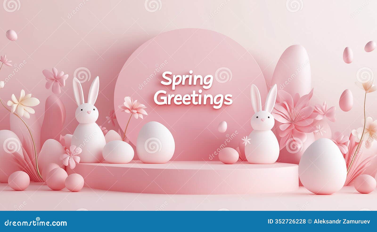 Abstract Bunnies Set On Eggs Background. Easter Bunny Rabbit Continuous ...