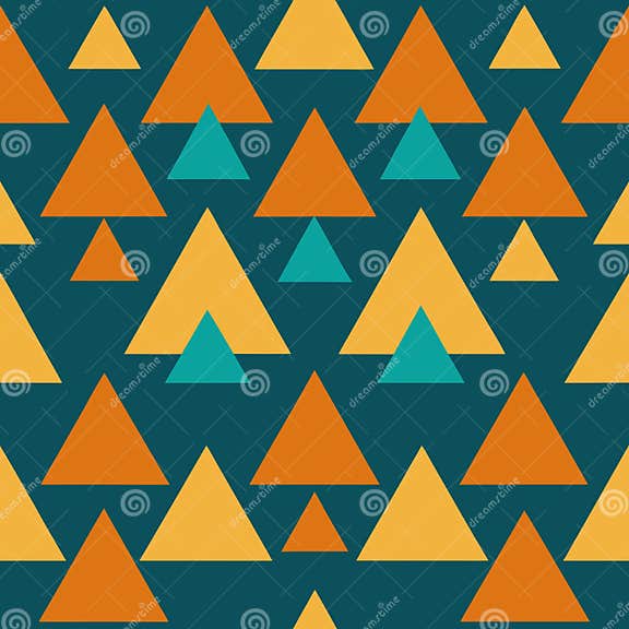 A Seamless Pattern with Orange and Blue Triangles on Blue Background ...