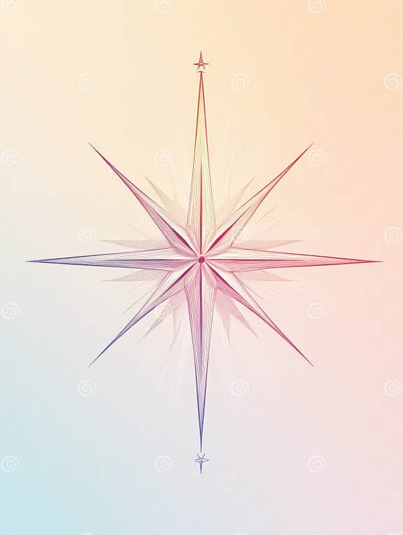 This Design Features a Geometric Compass Rose with Clean, Sharp Lines ...