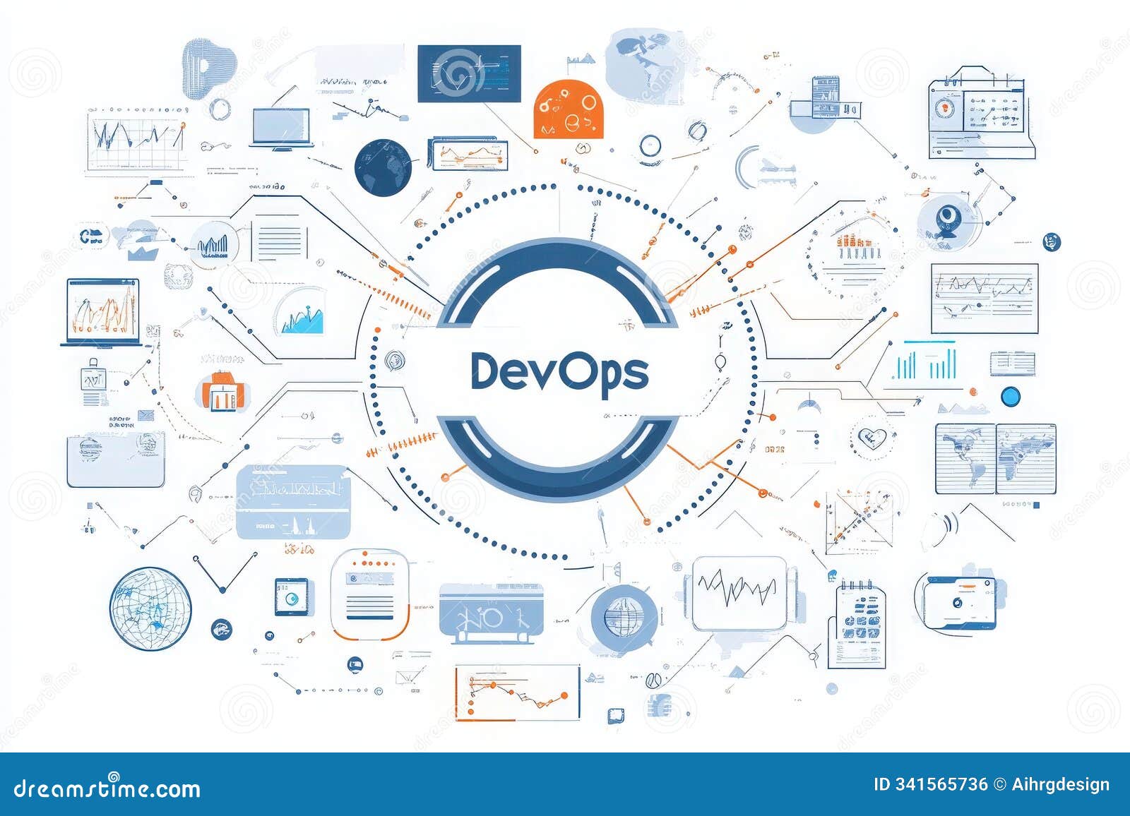 DevOps Concept with Infinity Loop Symbol Showcasing Various Data and ...