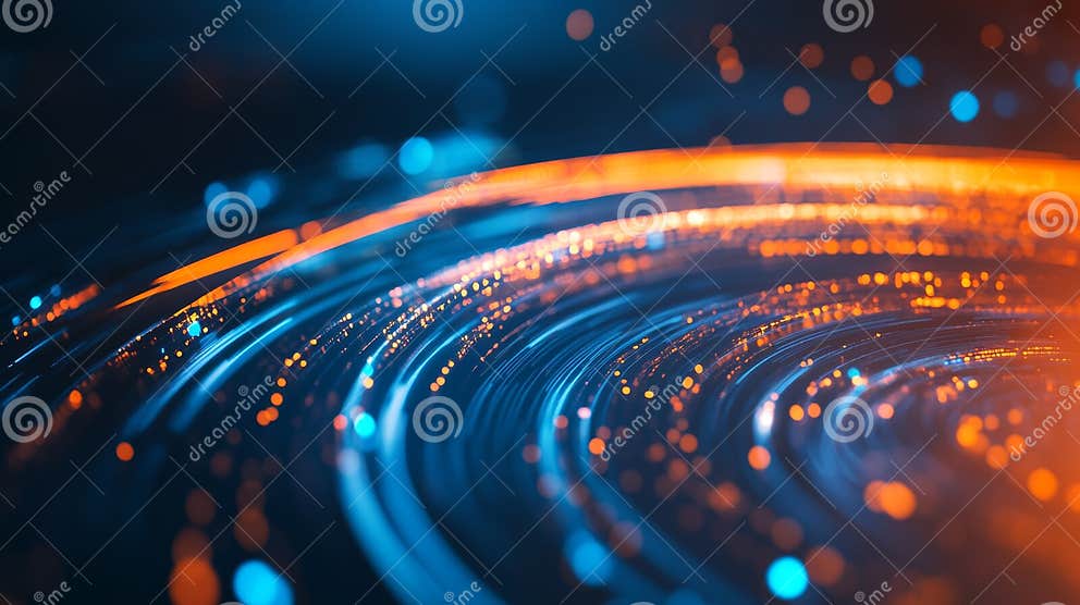 Futuristic Digital Technology Background with Glowing Blue and Orange ...