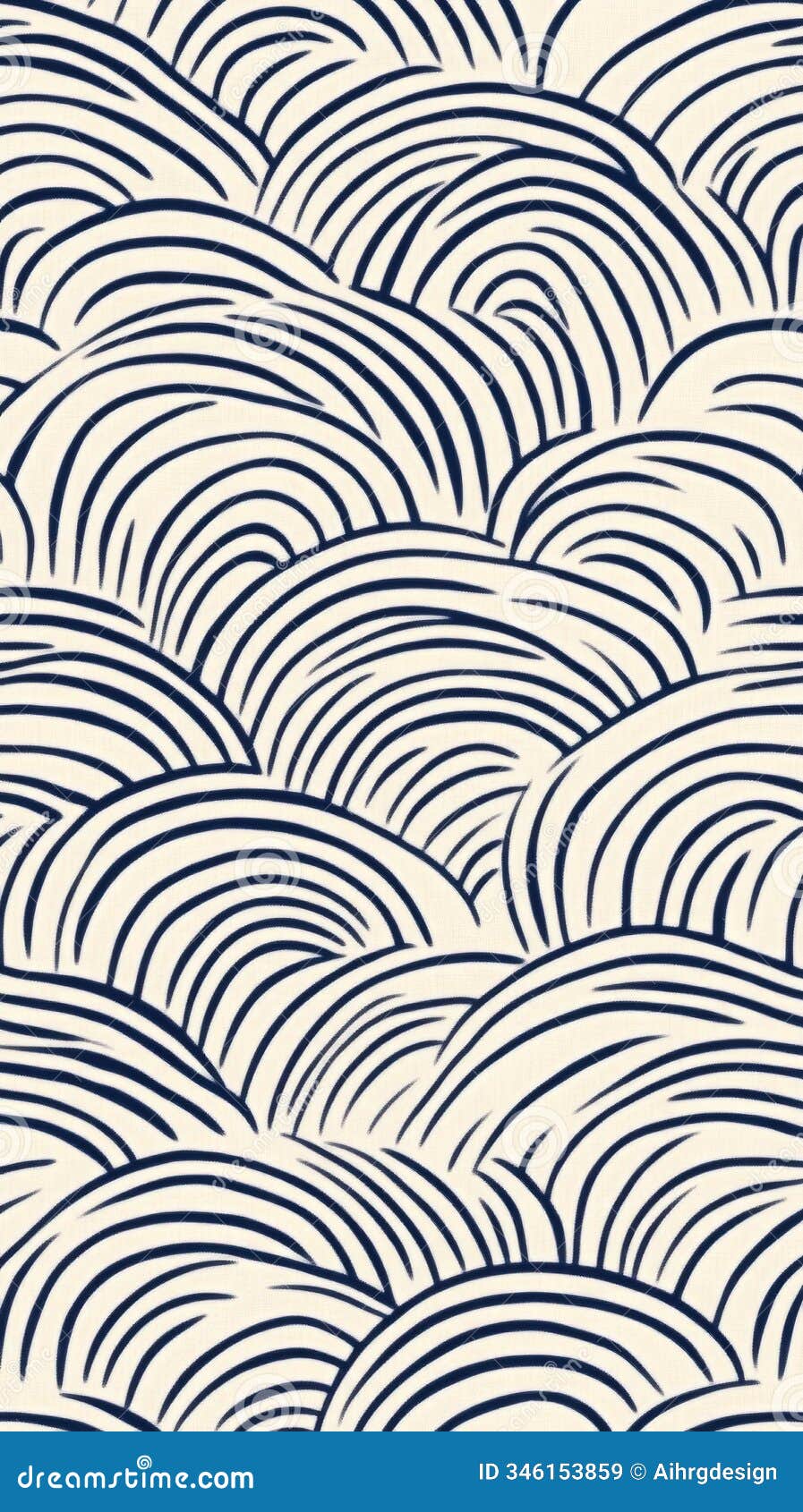 Elegant Wave Pattern Design in Navy Blue and Cream Tones for Interior ...