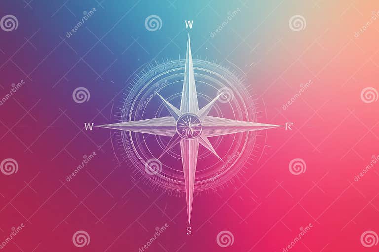 The Design Features a Sharp Geometric Compass Rose with Directional ...