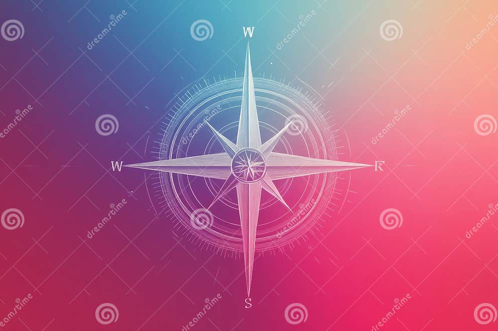 The Design Features a Sharp Geometric Compass Rose with Directional ...
