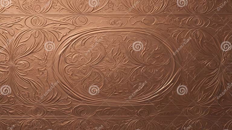 Copper Background with Embossed Abstract Pattern and Metallic Texture ...
