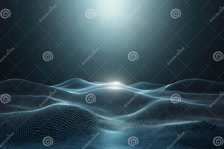 The Design Features a Wave-like Movement of Dots and Flow Particles As ...