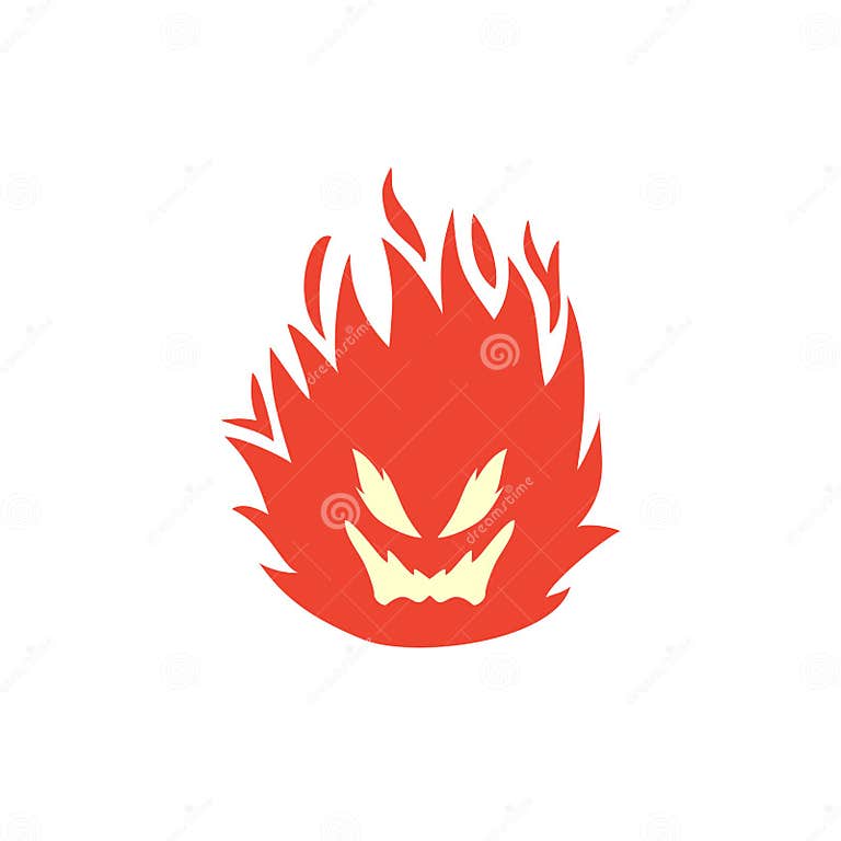 Design of Flame with Evil Face Stock Vector - Illustration of burn ...