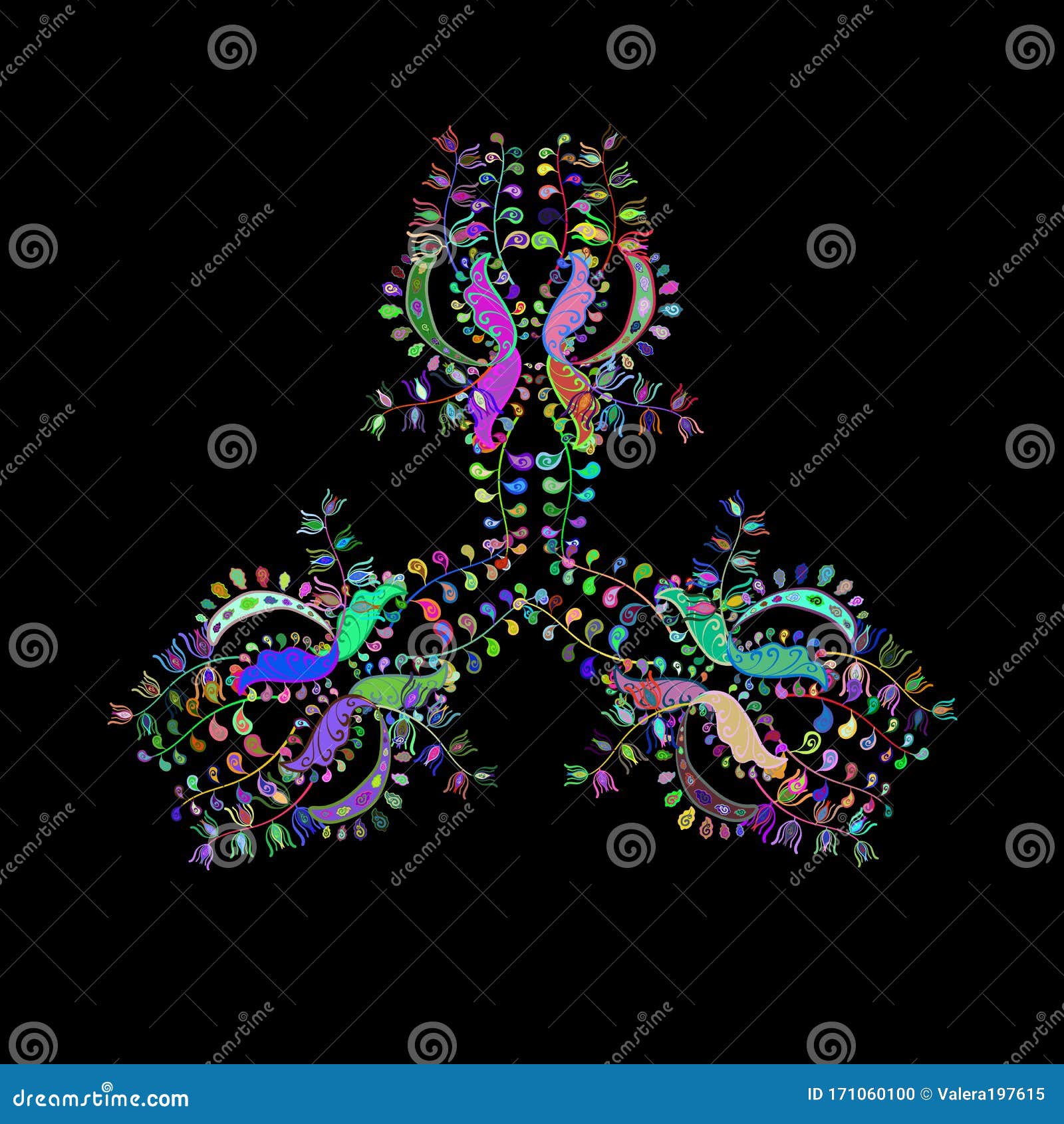 Doodles Green, Blue and Black on Colors Stock Illustration ...