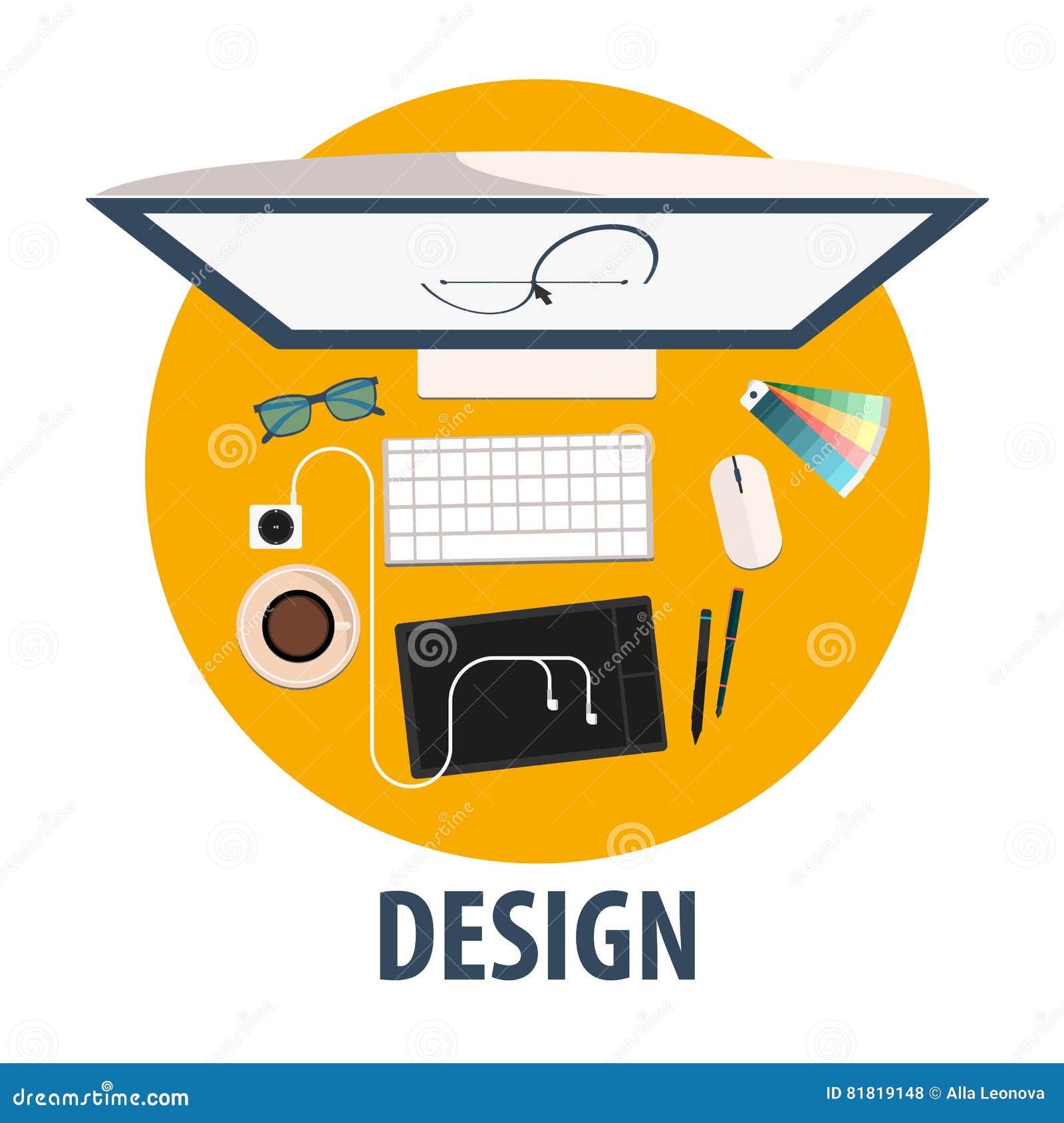 Design Flat Icon. Illustration Design. Freelance Profession. Stock ...