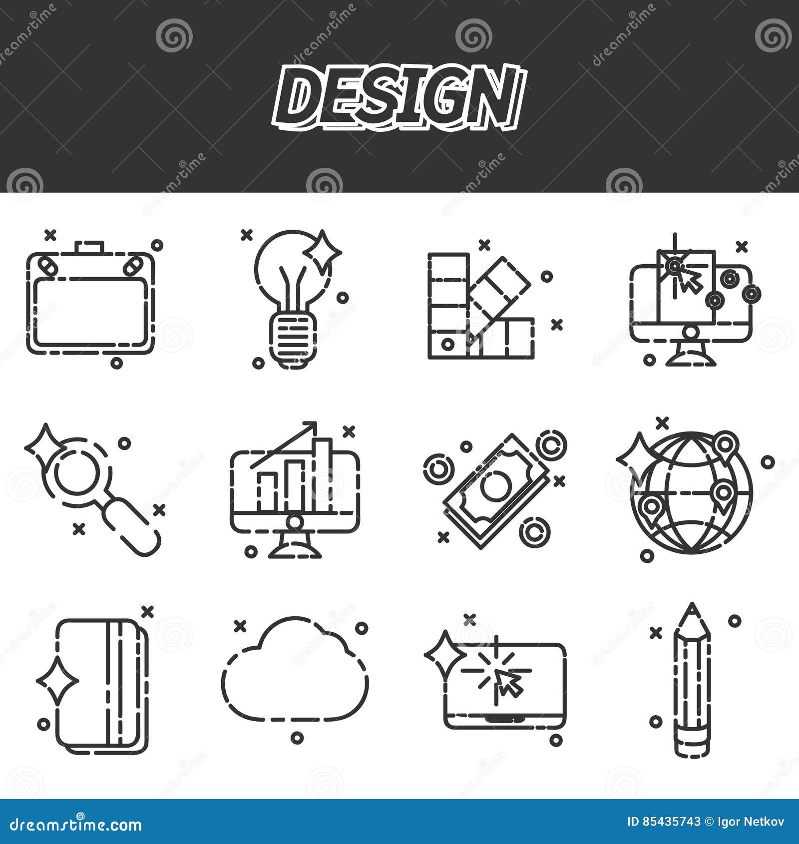 Design flat icons set stock vector. Illustration of credit - 85435743