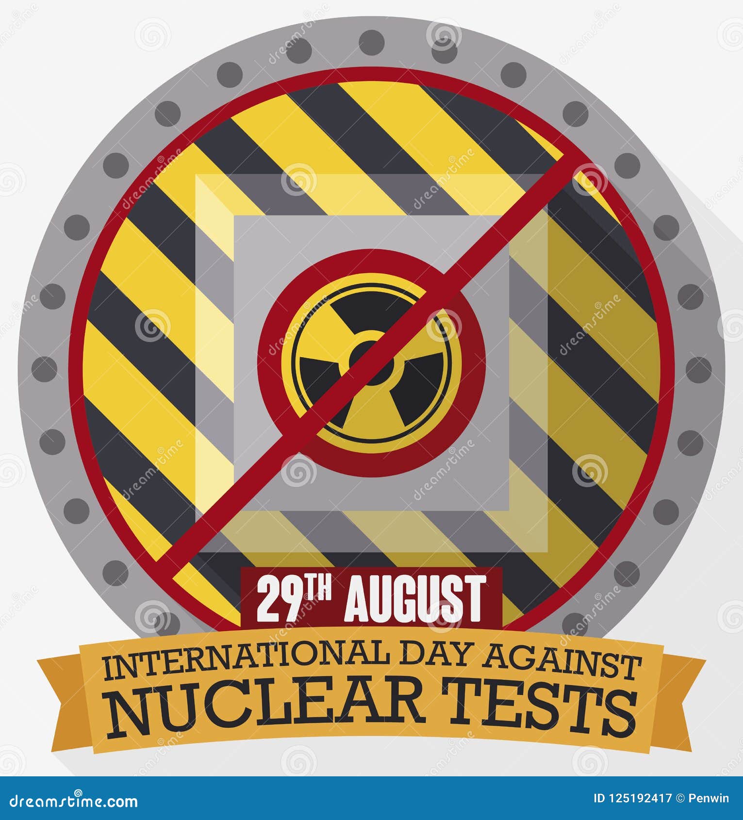 Nuclear Button With Banning Sign For Day Against Nuclear Tests, Vector ...
