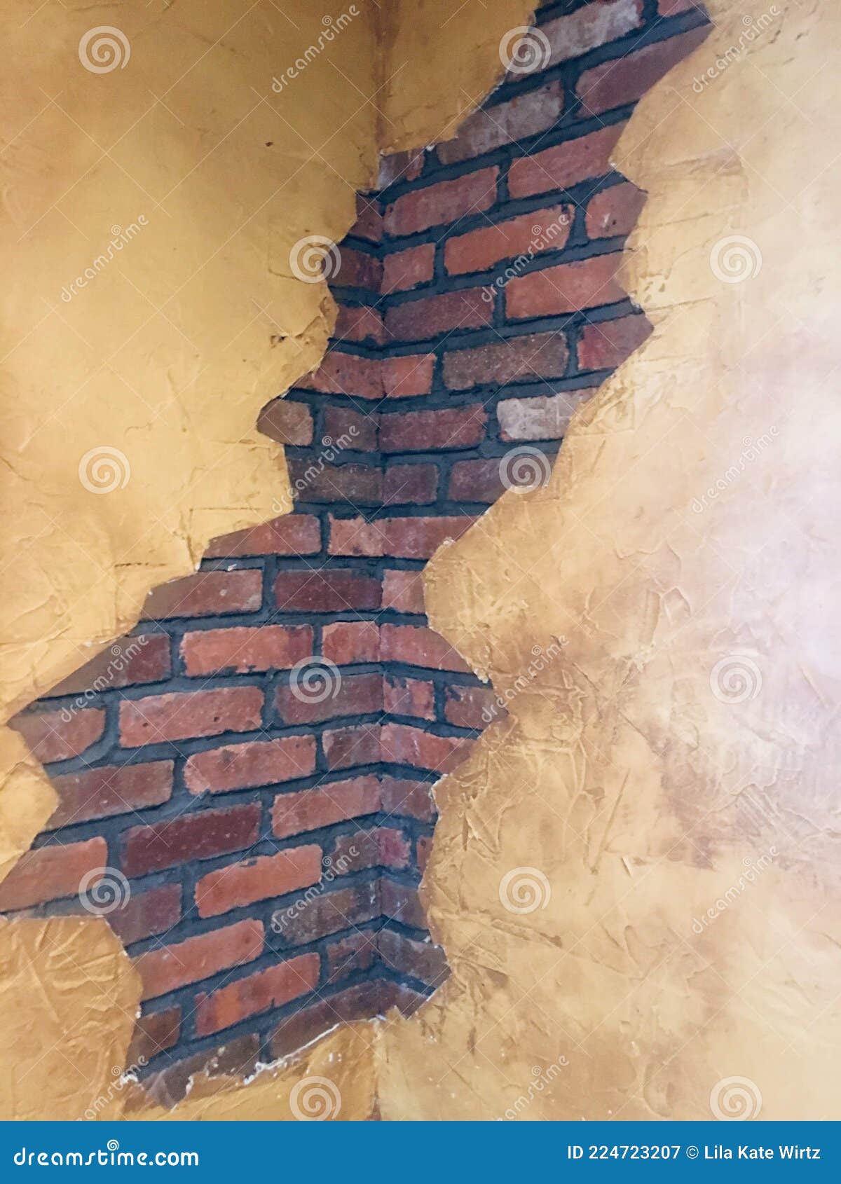 Design Look, Brick Breaking through Plaster Wall Stock Image - Image of ...