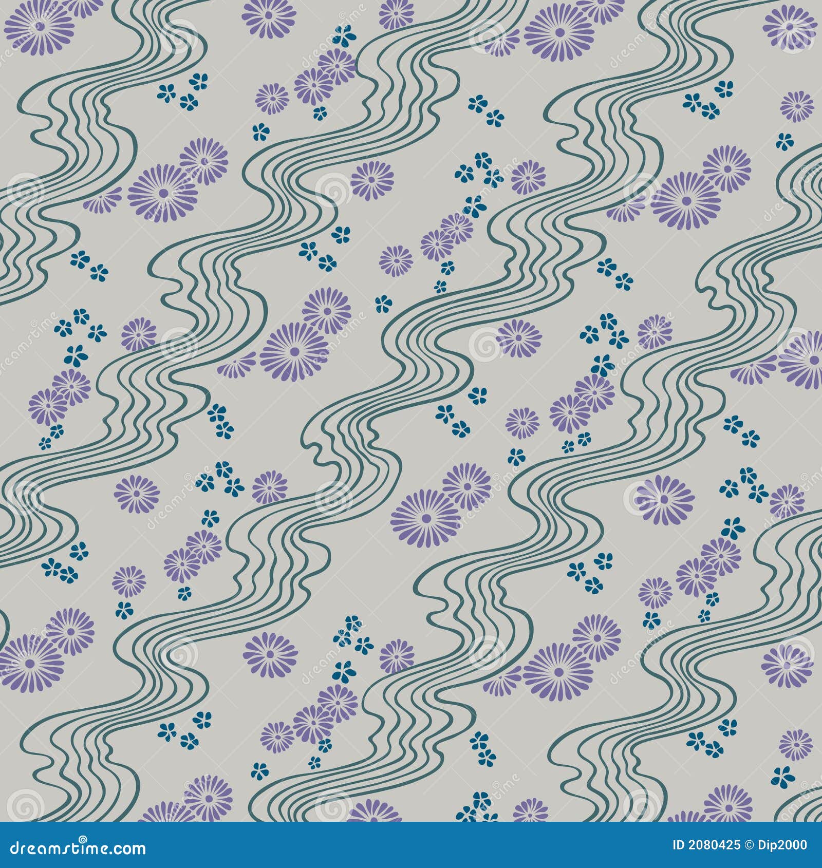 Design with Flowers and Waves Stock Vector - Illustration of layout ...