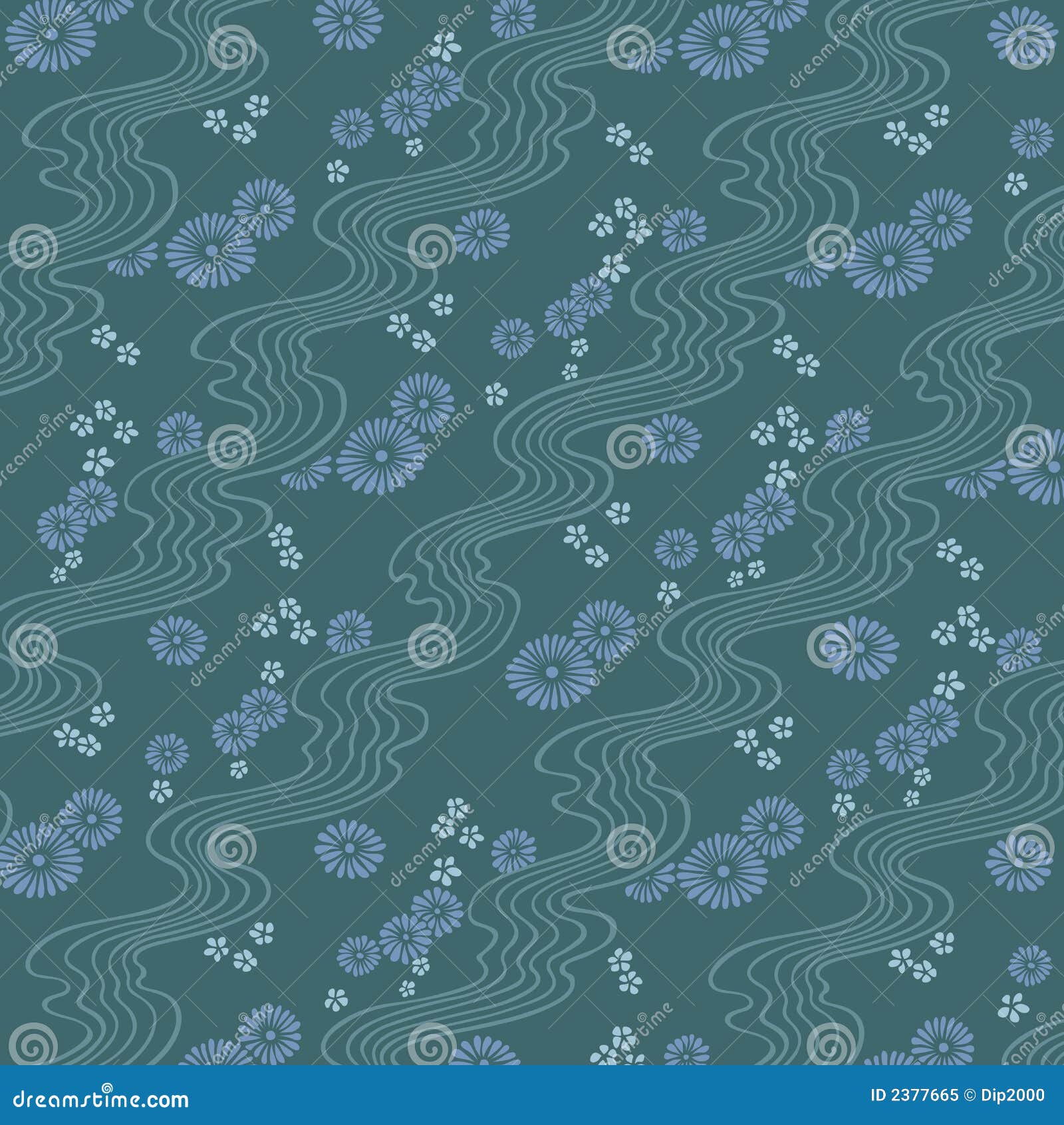 Design with Flowers and Waves Stock Vector - Illustration of vegetation ...