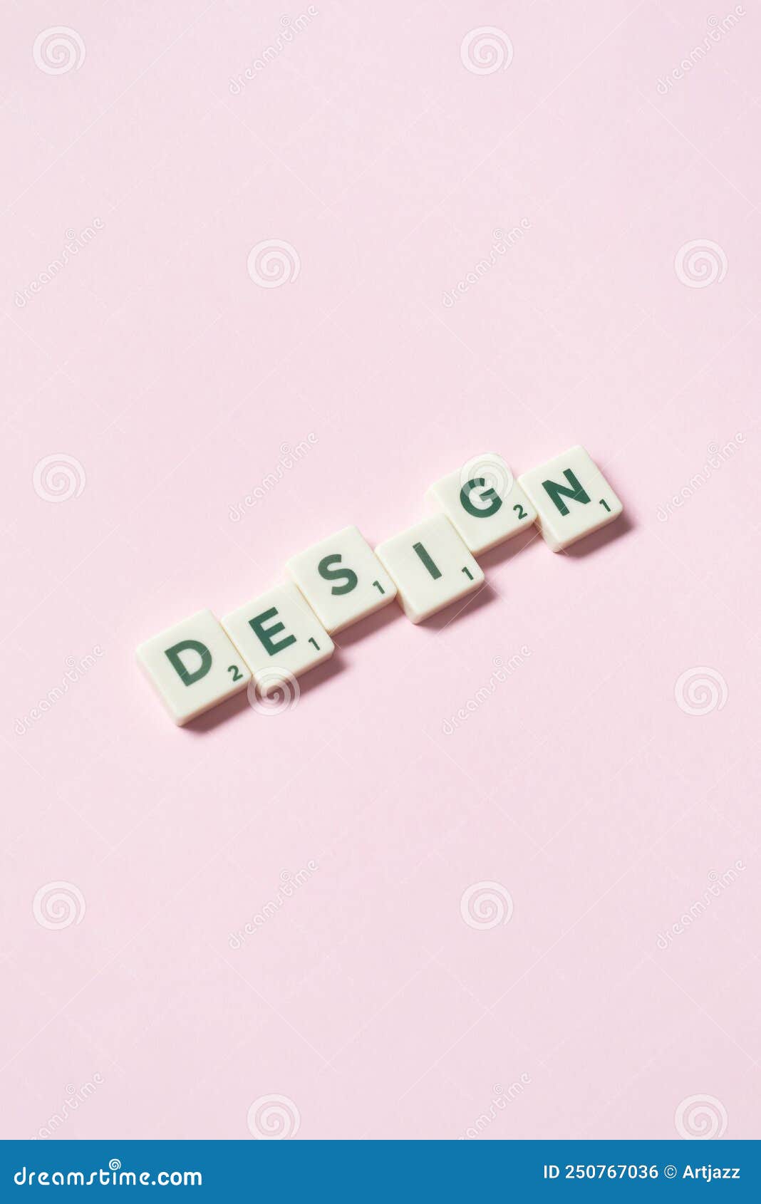 Design Formed of Scrabble Blocks on Pink Background. Stock Photo ...
