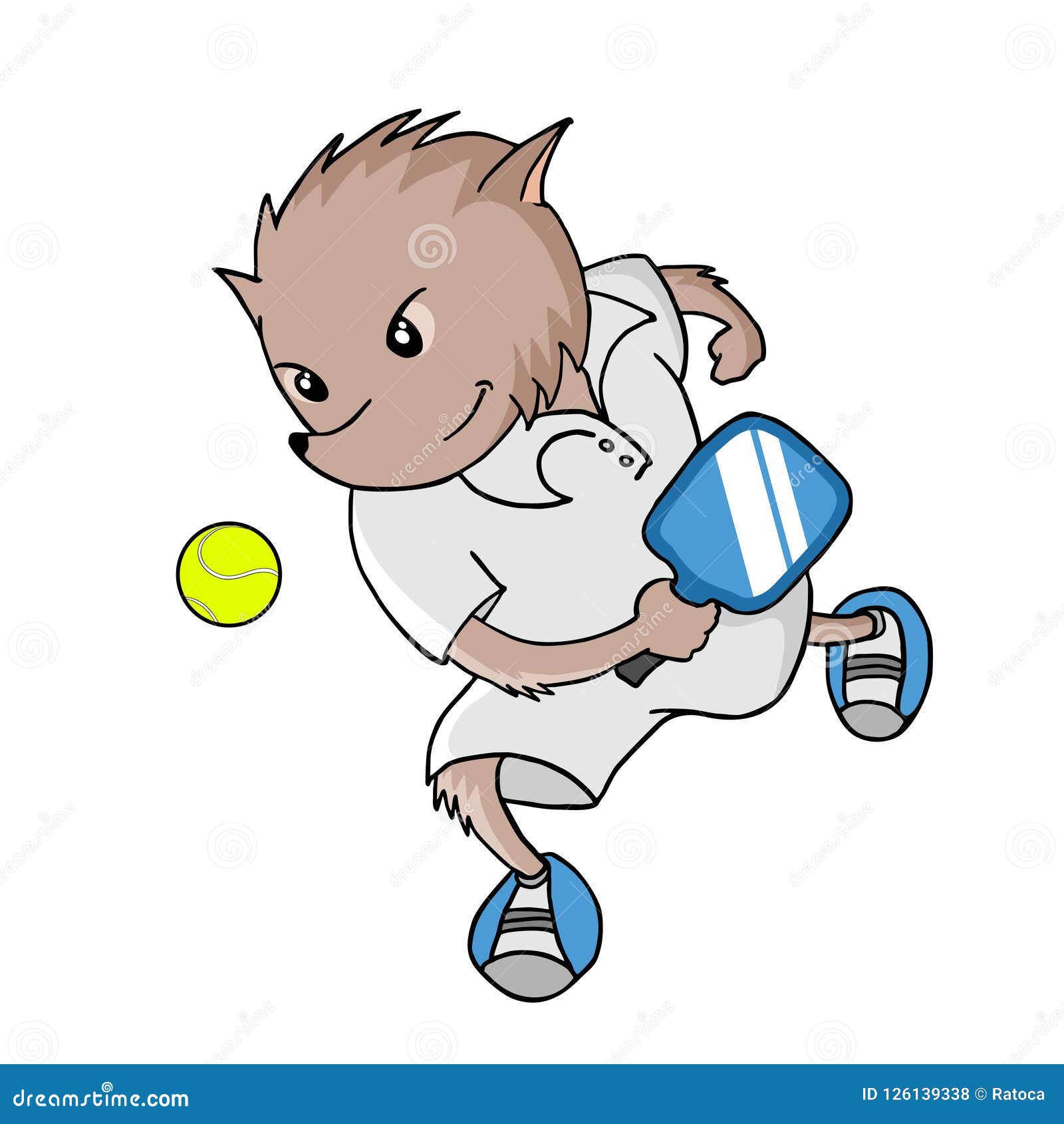Fox playing padel stock vector. Illustration of isolated - 126139338