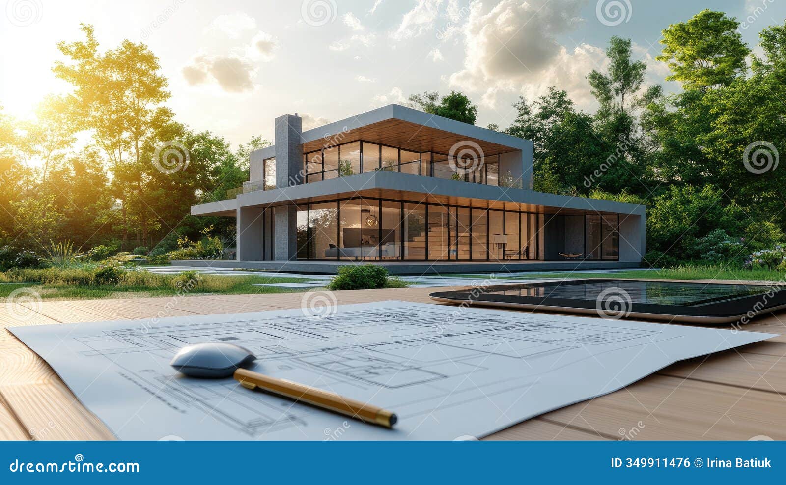 Design Framework in Focus - House Model Positioned Over Detailed ...