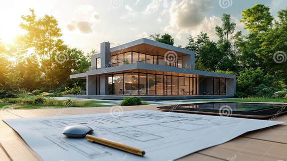 Design Framework in Focus - House Model Positioned Over Detailed ...