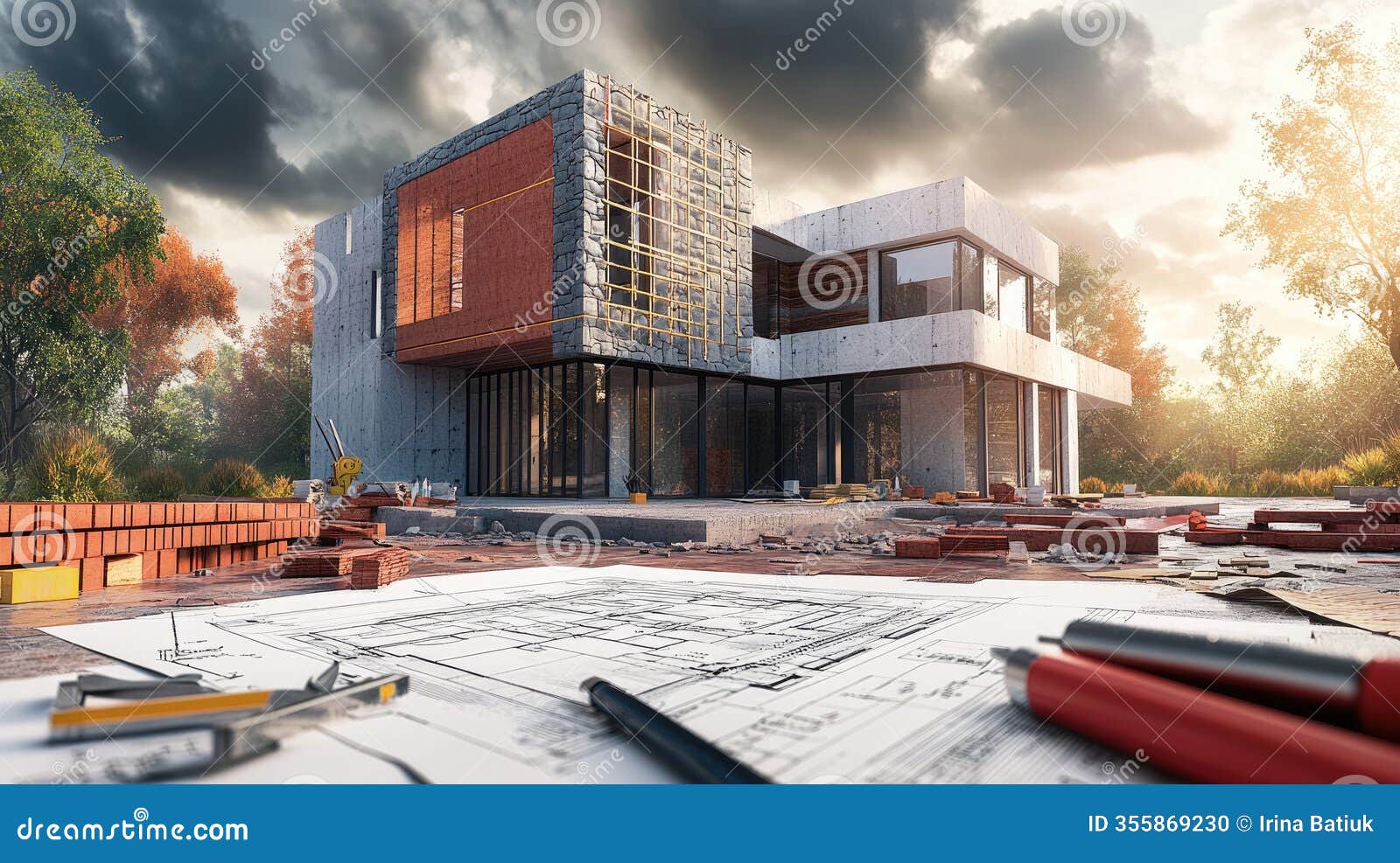 Design Framework in Focus - House Model Positioned Over Detailed ...