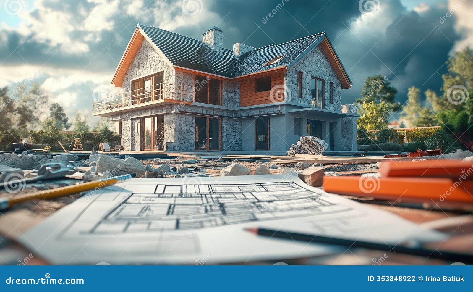 Design Framework in Focus - House Model Positioned Over Detailed ...