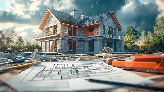 Design Framework in Focus - House Model Positioned Over Detailed ...