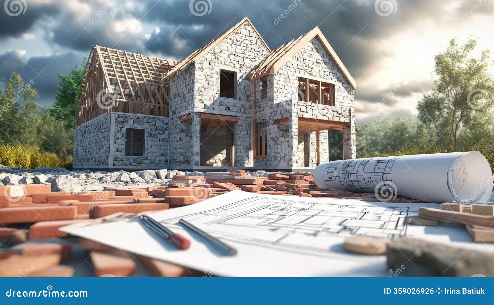 Design Framework in Focus - House Model Positioned Over Detailed ...