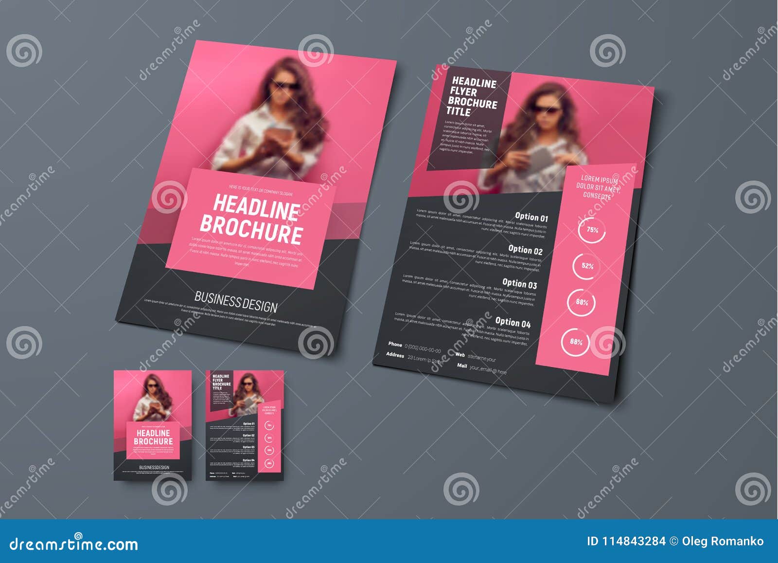 Design the Front and Back Pages of the Brochure with Pink Rectangular ...