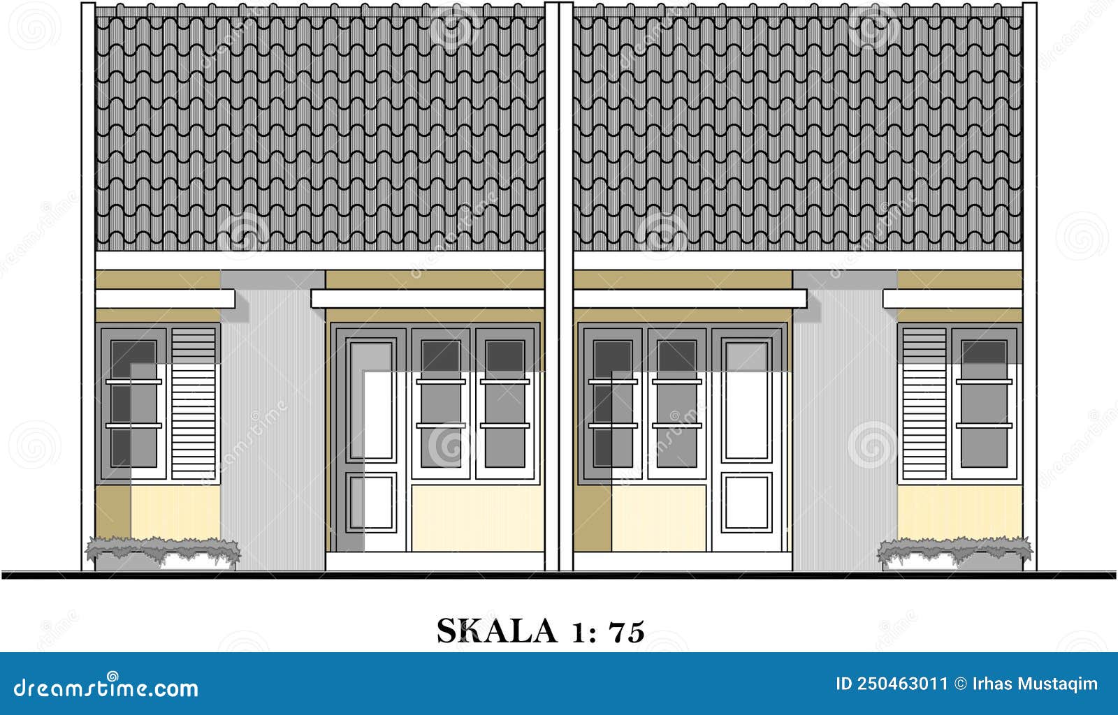 Design the Front View of a Private House or Boarding House Stock ...