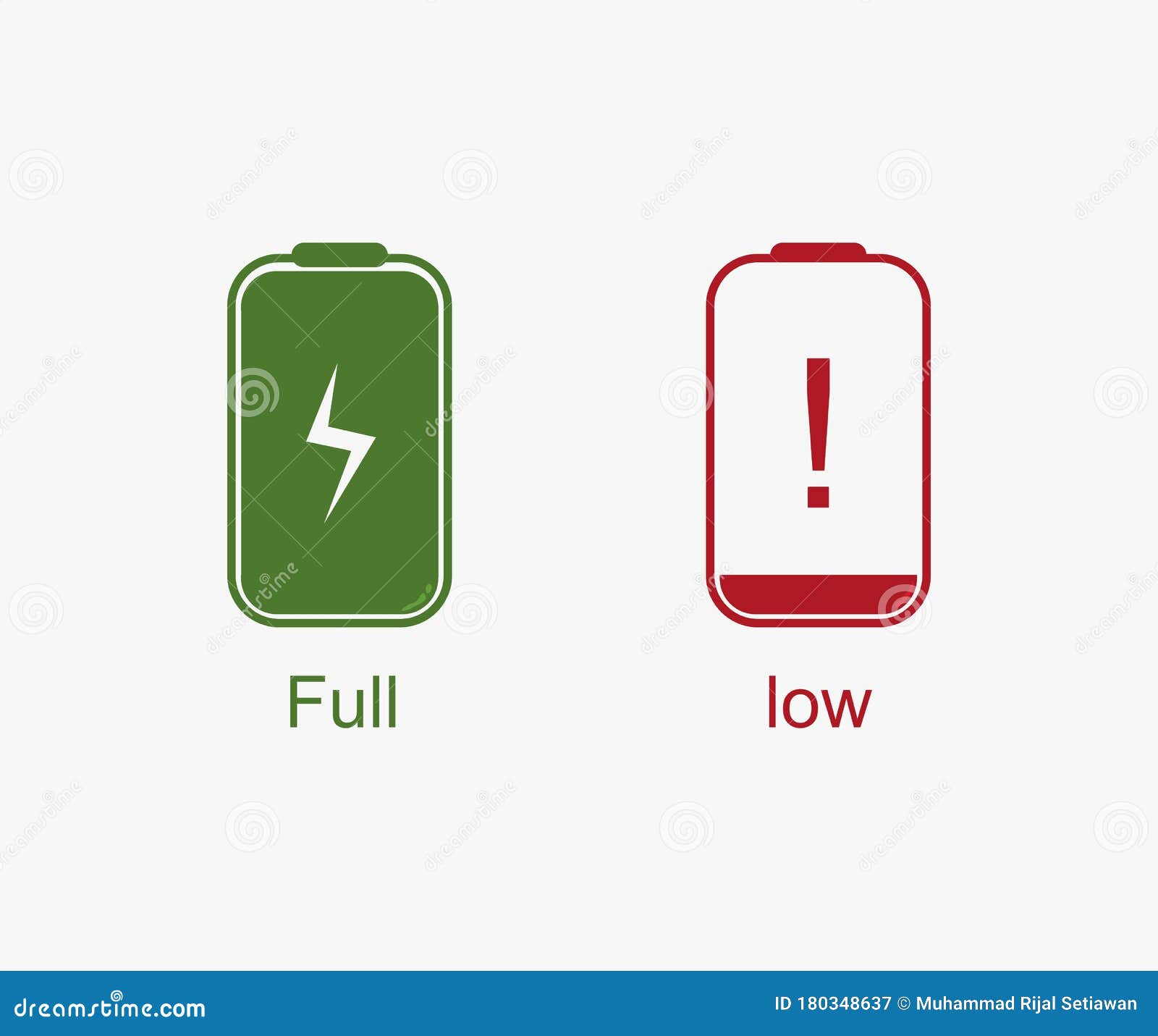 The Design of a Full Battery Icon and a Battered Battery Stock Vector ...
