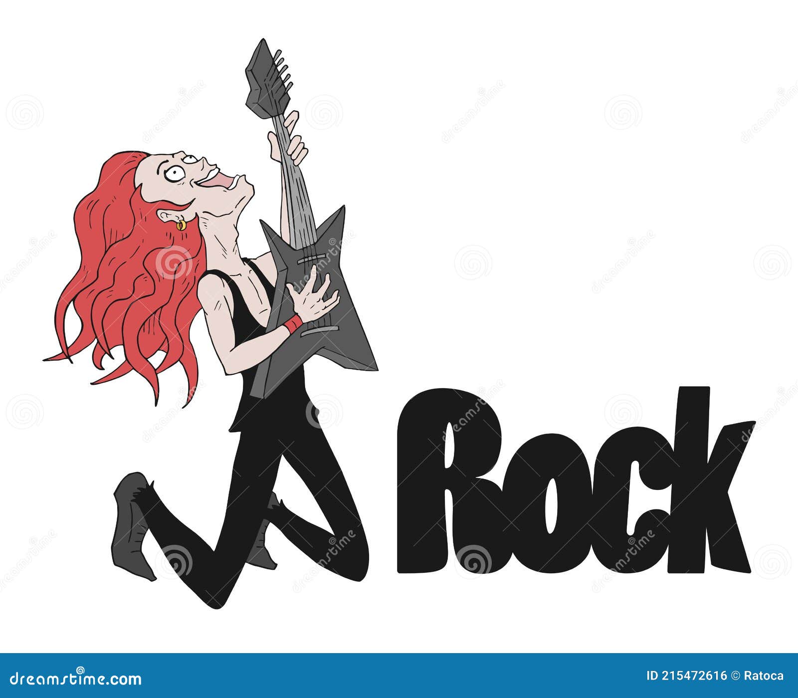 Funny Rocker Girl Cartoon Vector | CartoonDealer.com #193584465