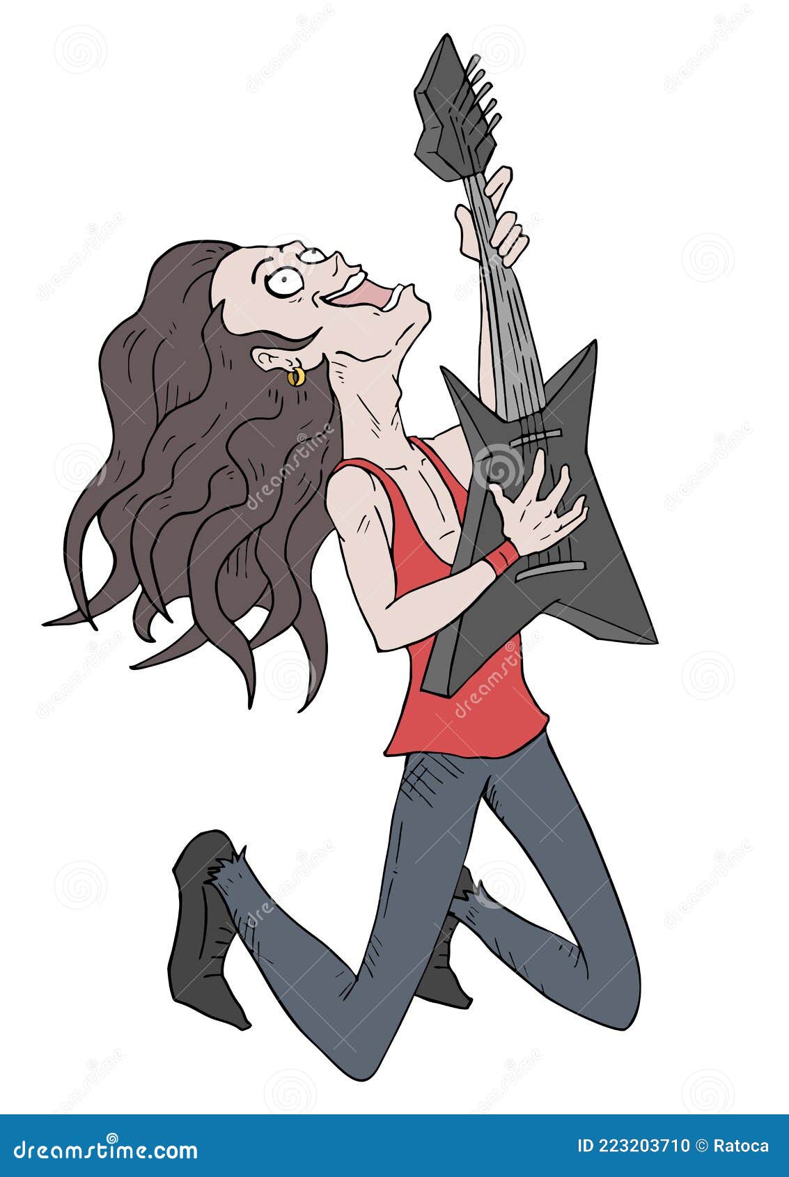 Design of Funny Rocker Playing Guitar Stock Vector - Illustration of ...