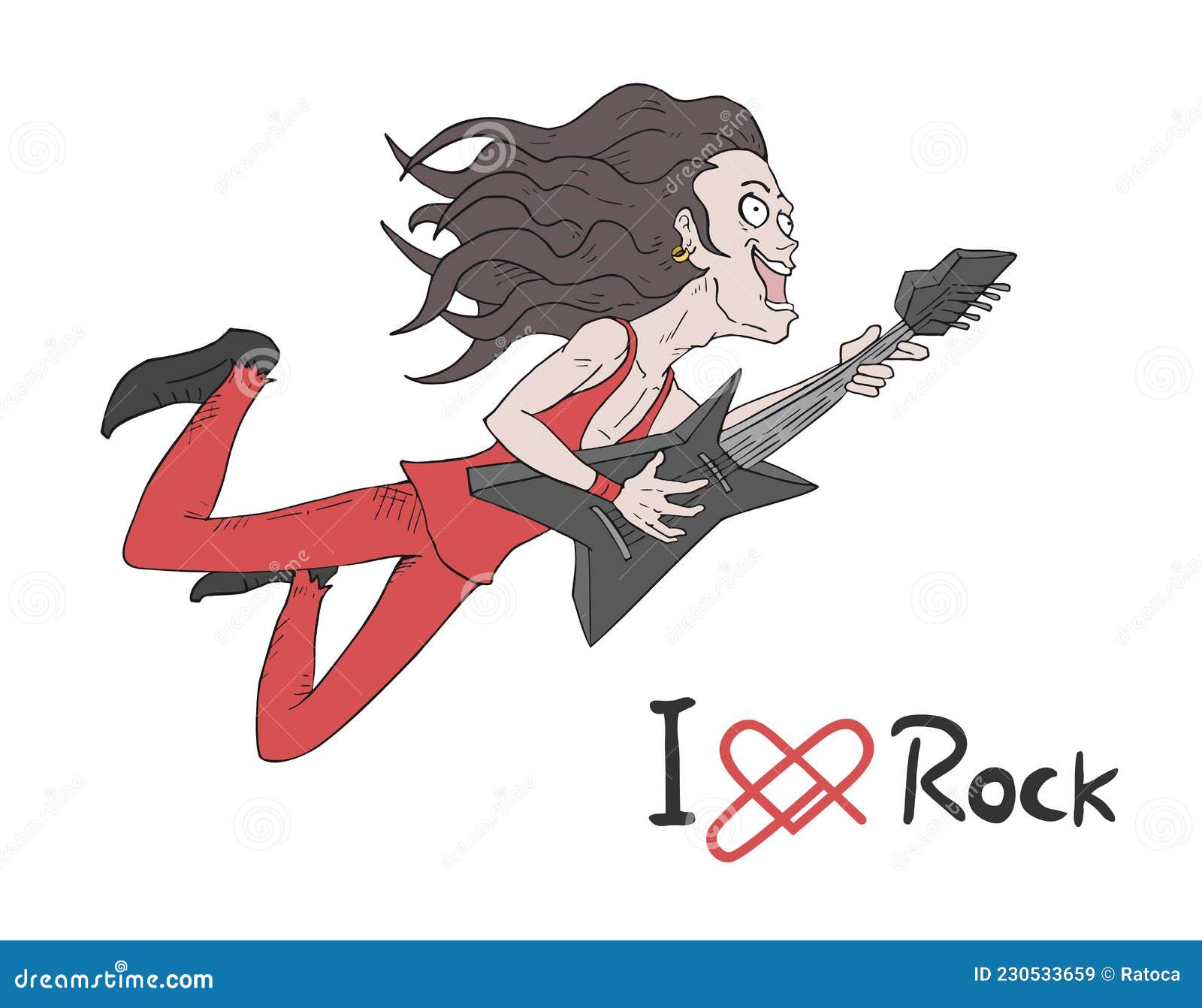 Design of Funny Rocker Playing Guitar Stock Vector - Illustration of ...