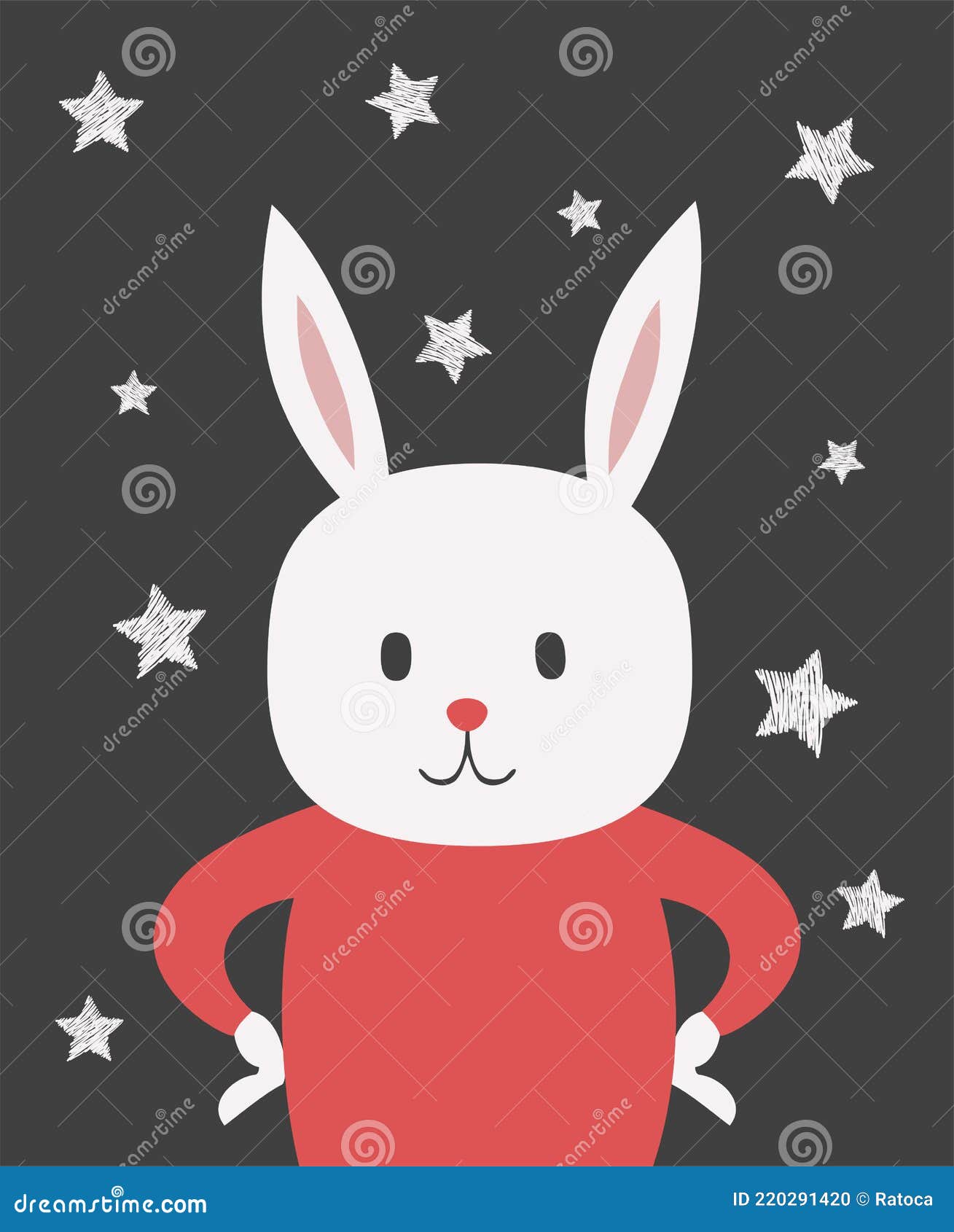 Design of Funny White Rabbit Draw Stock Vector - Illustration of bunny ...