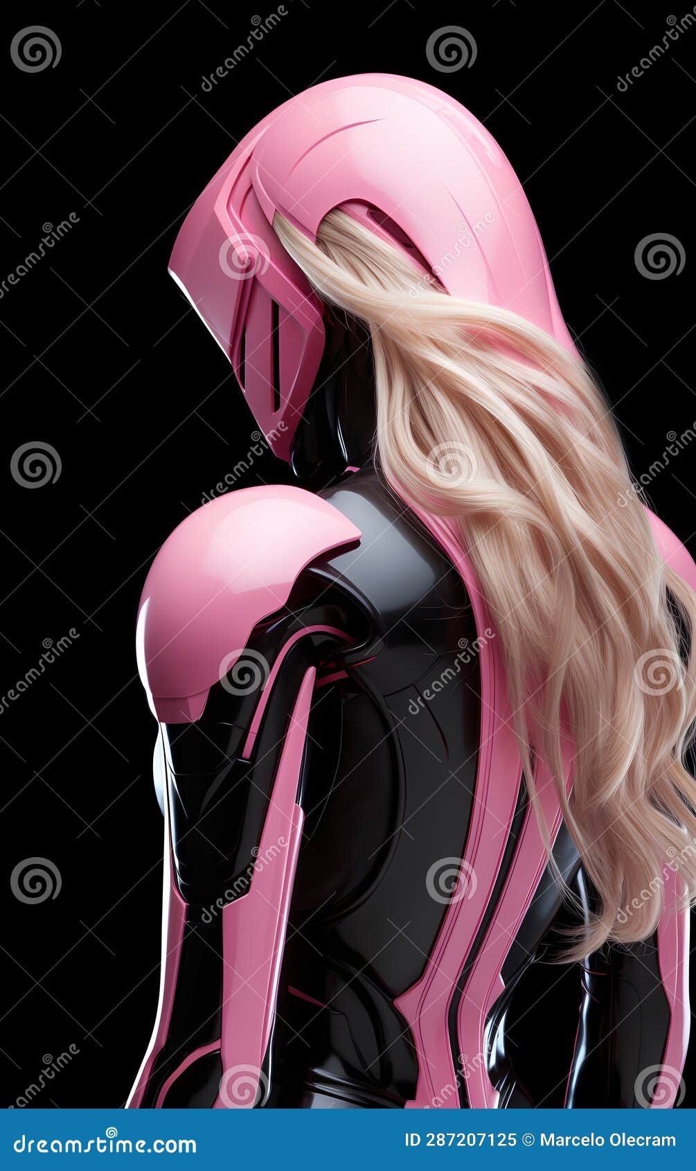 Design of a Futuristic Pink Android. Machine Equipped with Artificial ...