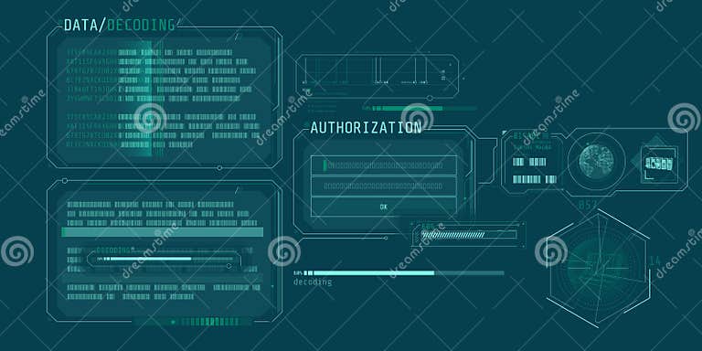 Data Decoding Program Screen with Authorization Window. Stock ...