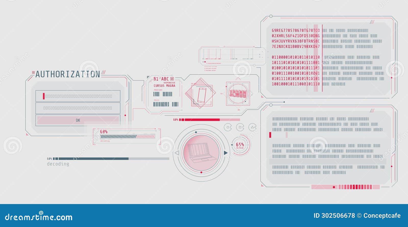 Data Decryption Program Interface with Authorization Window. Stock Vector - Illustration of ...