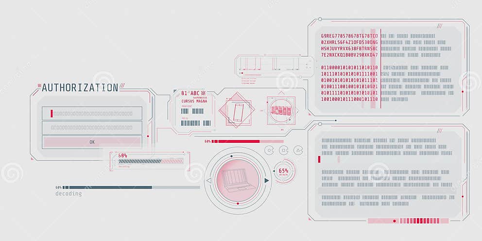 Data Decryption Program Interface With Authorization Window Stock Vector Illustration Of