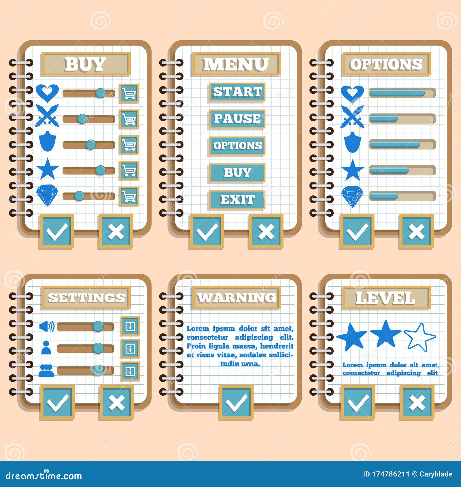 Design of the Game User Interface. Stock Vector - Illustration of ...
