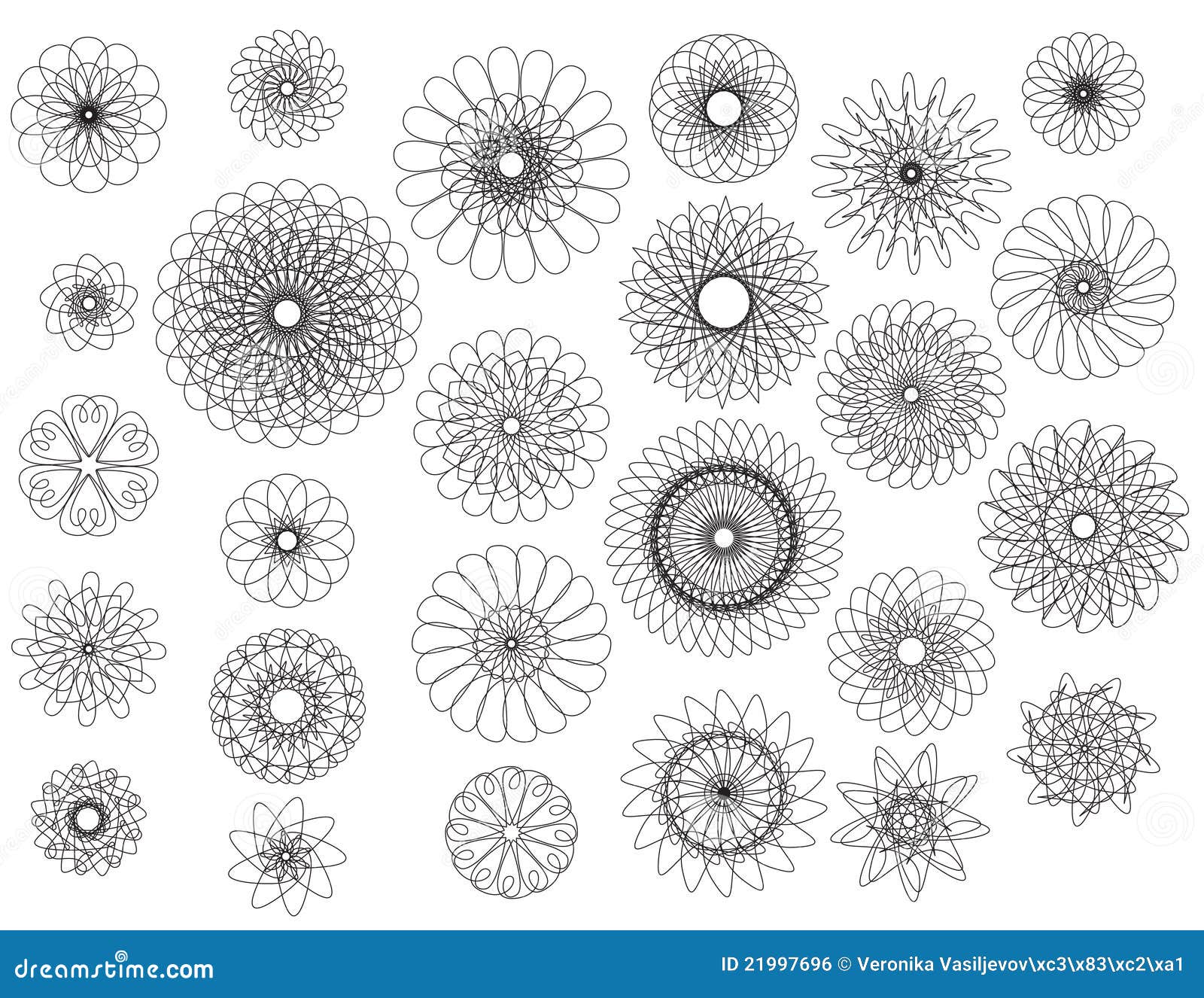 Design with Geometric Flowers Stock Illustration - Illustration of draw ...