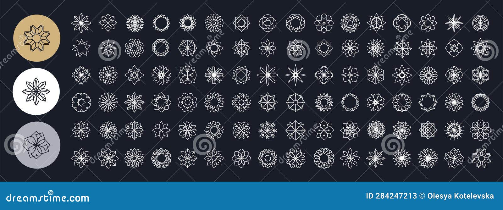 Design of Geometric Icons and Abstract Logo in a Circle Stock Vector ...